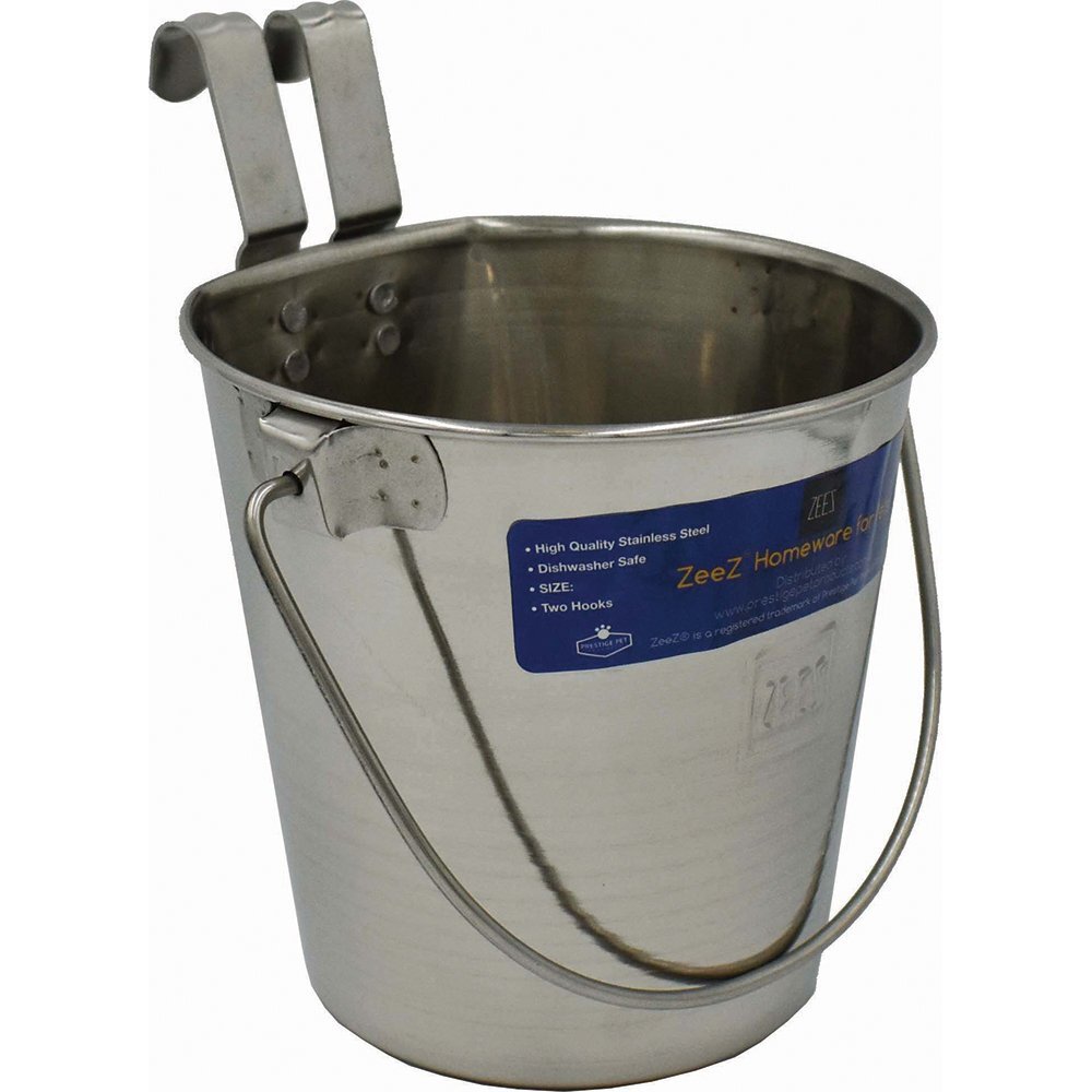 Zeez Stainless Steel Flat Sided Bucket Pail w/ Two Hooks 2.68L