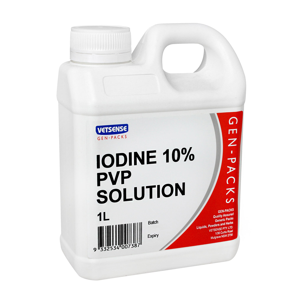 Vetsense Gen-Packs Iodine 10% PVP Solution Wound Care for Animals 1L