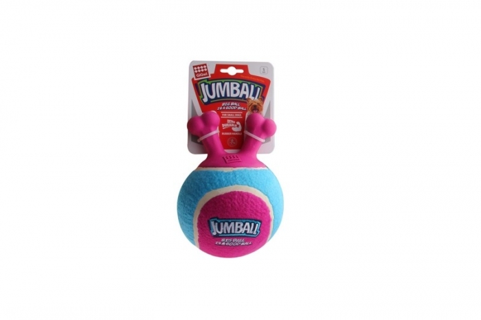 Gigwi Jumpball Rubber Handle Tennis Ball Dog Toy Rose Blue - Gigwi Pet Toys