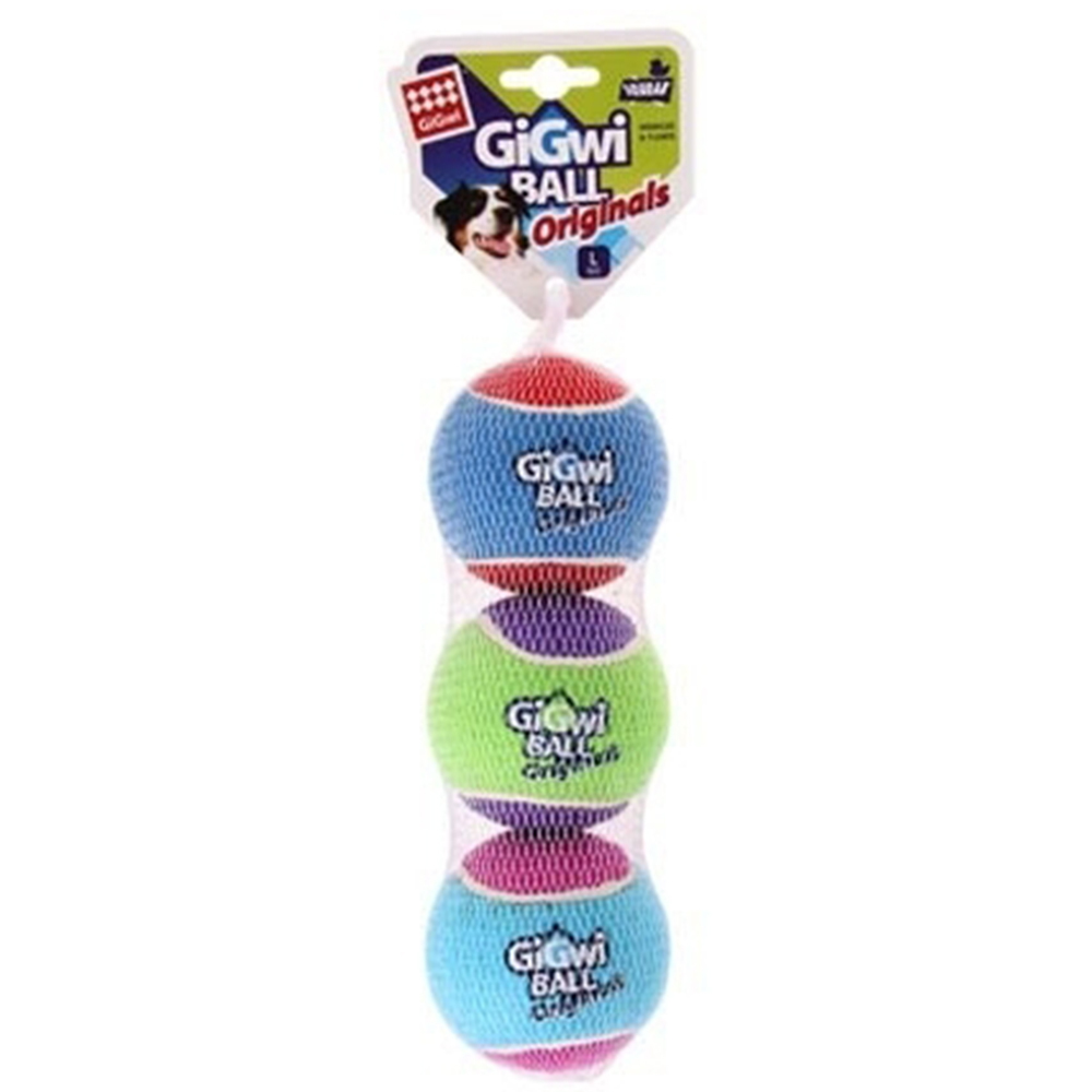 Gigwi Ball Originals Dog Toy Tennis Ball 3 Pack - 4 Sizes - Gigwi Pet Toys