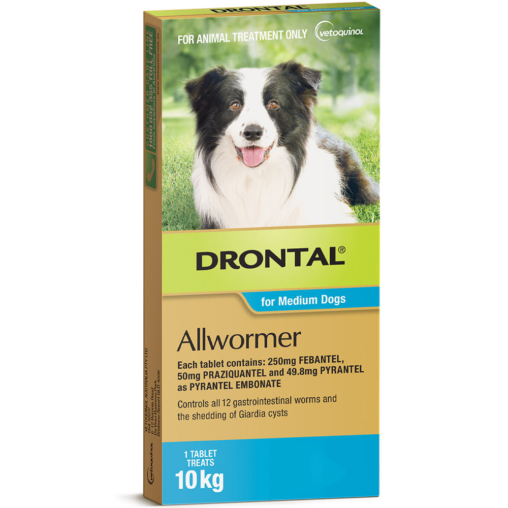 Drontal Chewable Allwormer Dog Wormer Medium 10kg - 3 Sizes