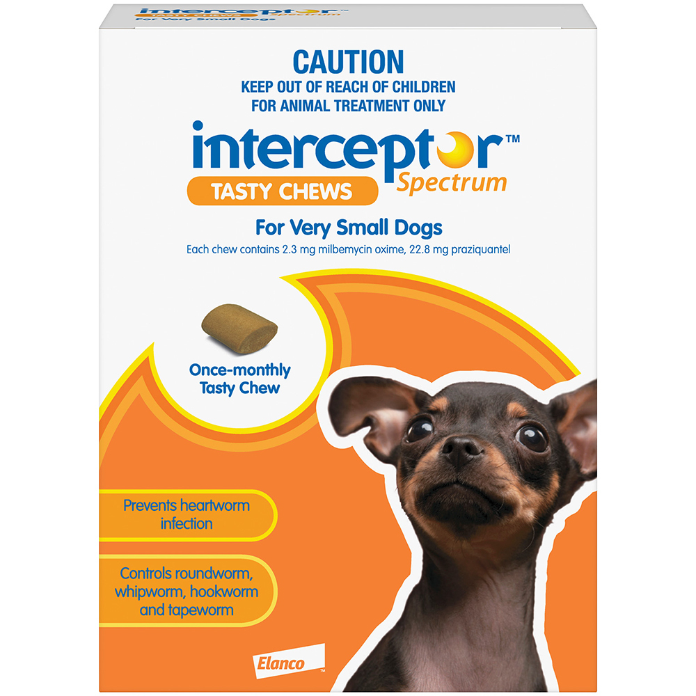 Interceptor Spectrum 1+ Kilos Small Dogs Tasty Chews Brown - 2 Sizes