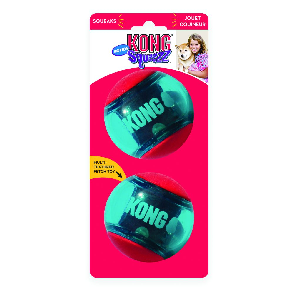 KONG Dog Squeezz® Action Ball Red Toy - 3 Sizes - Kong