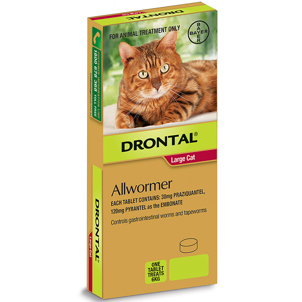 Drontal Tablet Allwormer for Large Cats & Kittens 6kg - 2 Sizes