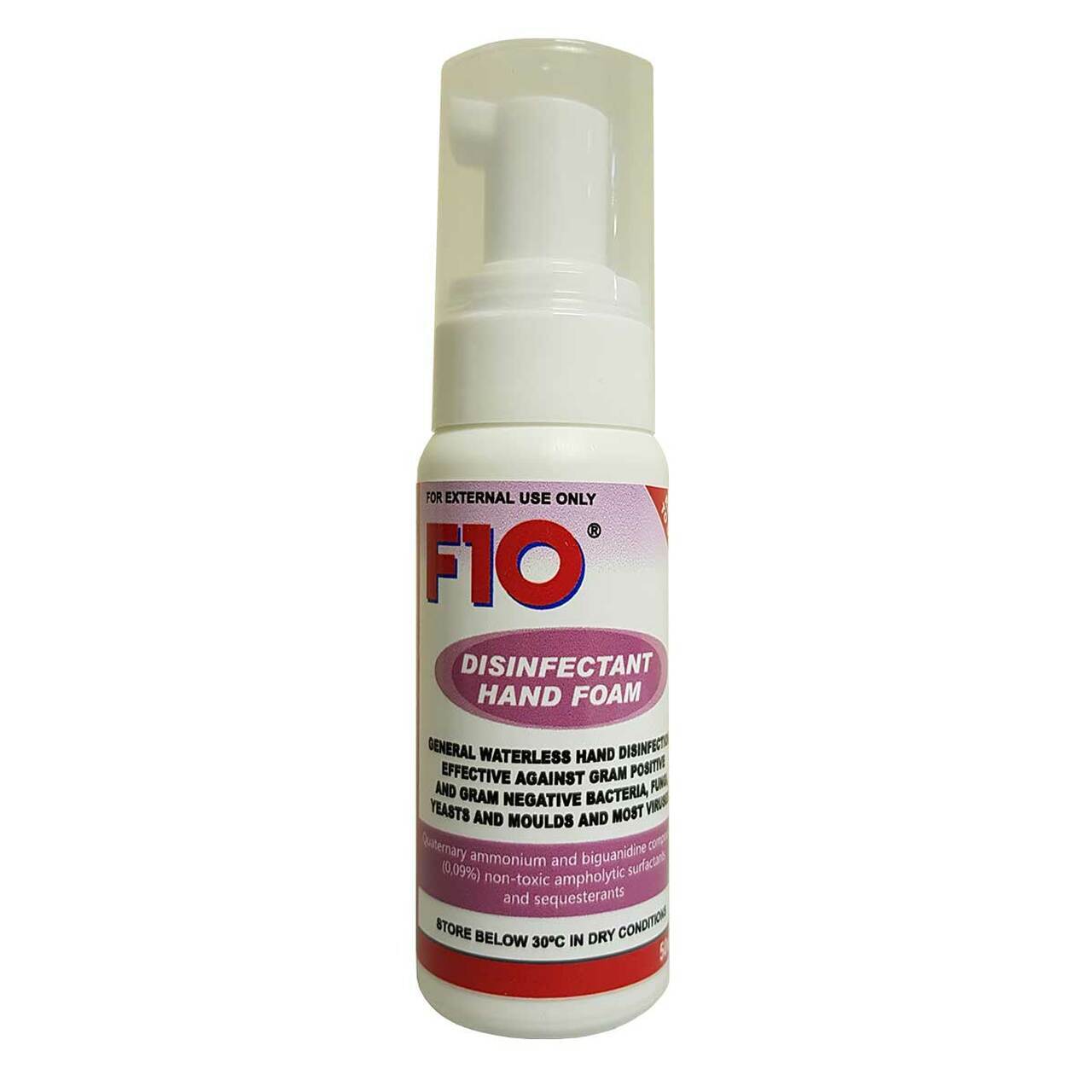 F10 Disinfectant Hand Foam Alcohol Free Sanitiser - 3 Sizes