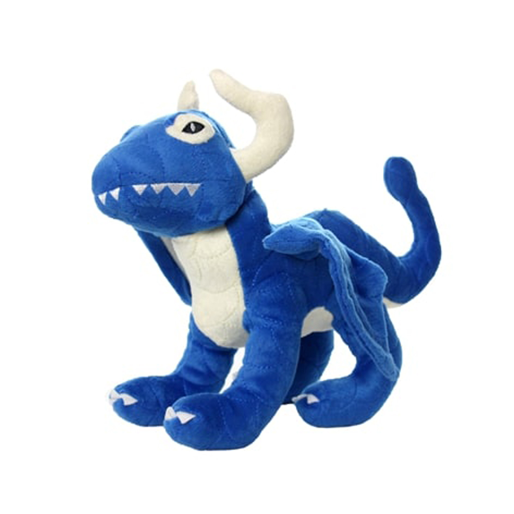 Tuffy Mighty Dragon Interactive Play Plush Dog Squeaker Toy Blue - 2 Sizes