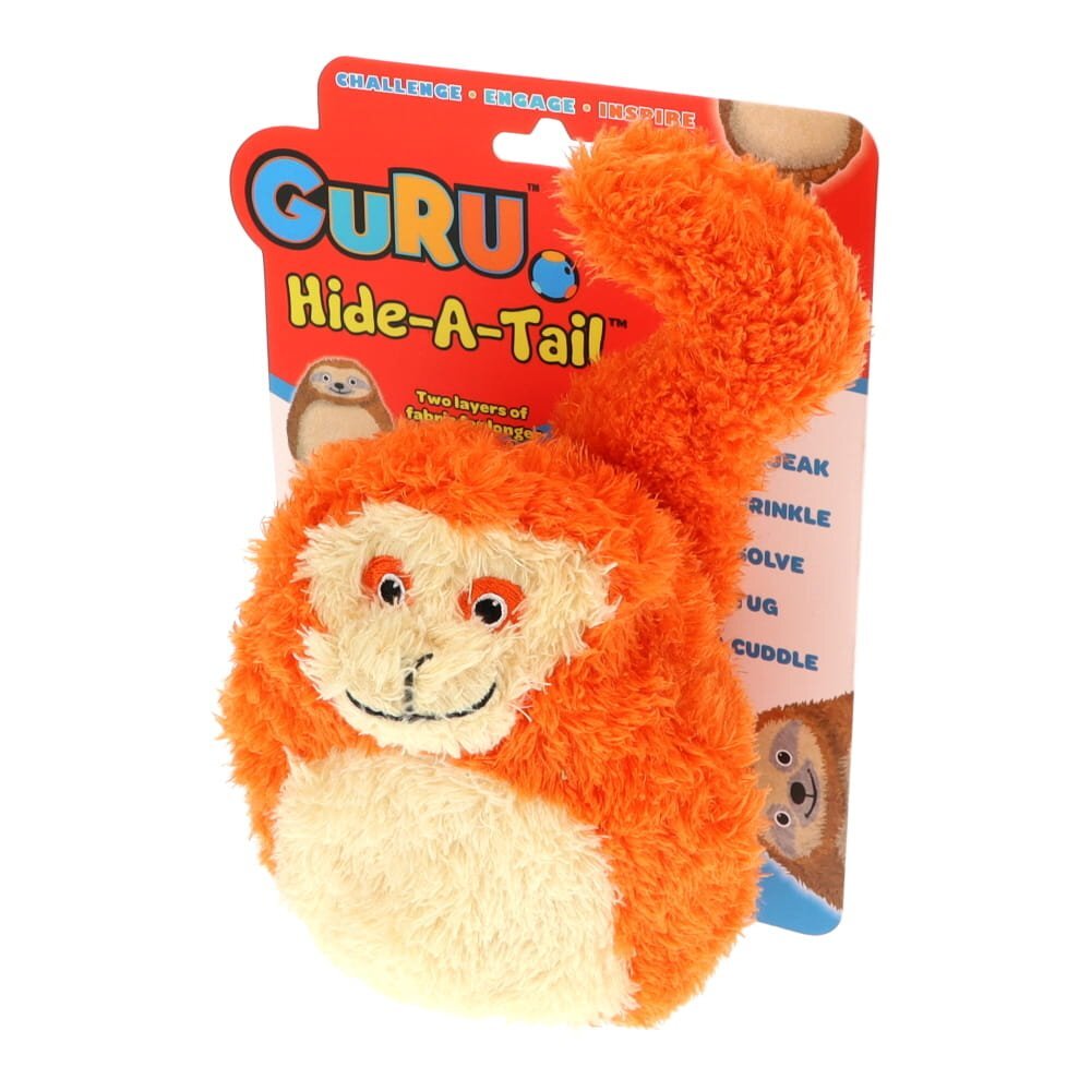 Guru Hide-A-Tail Howler Monkey Plush Dog Squeaker Toy - 2 Sizes