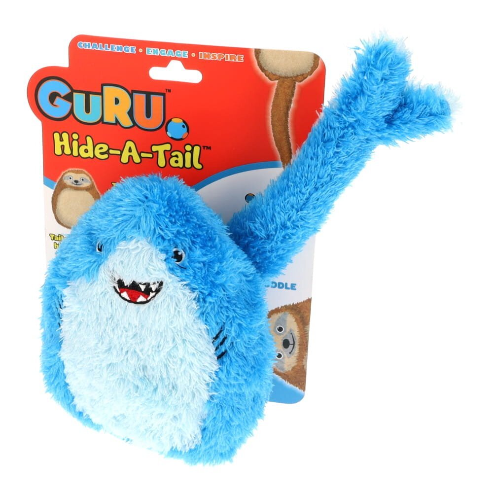 Guru Hide-A-Tail Shark Plush Dog Squeaker Toy - 2 Sizes