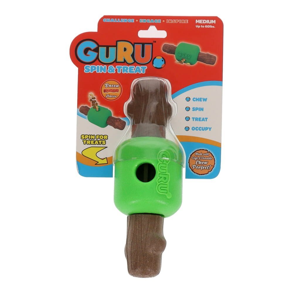 Guru Spin & Treat Stick Bacon Treat Dispenser Dog Toy - 2 Sizes