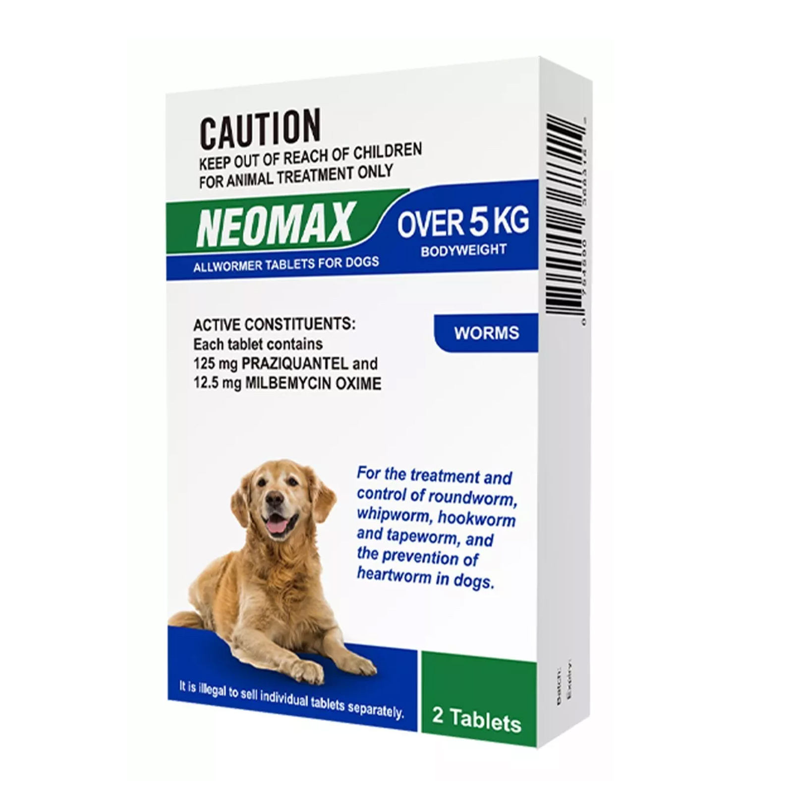 Neomax Allwormer Treatment Tablets for Large Dogs Over 5kg - 2 Sizes