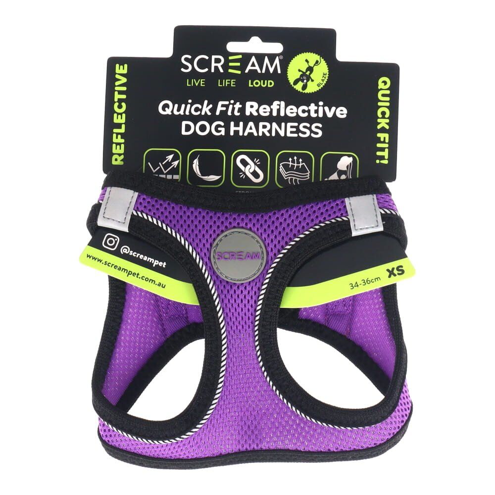 Scream Quick Fit Reflective Dog Harness for Small Dogs Loud Purple - 5 ...